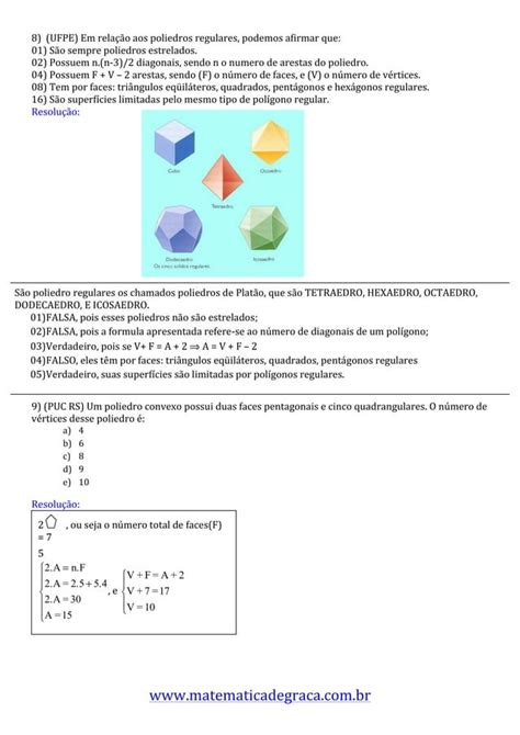 Exercícios de poliedros PDF Download Gratuito