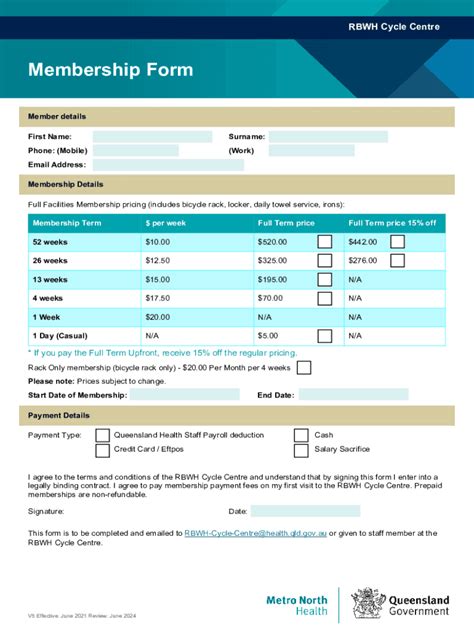 Fillable Online Fillable Online Health Qld Gov Membership Form Fax