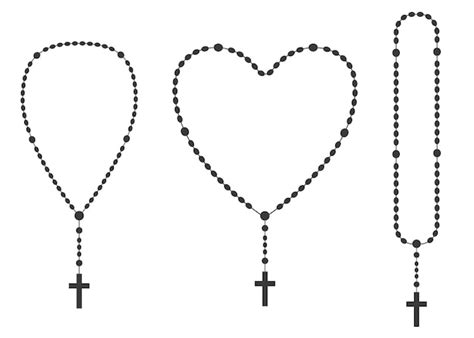 Conjunto de siluetas de cuentas de rosario joyas en forma de corazón de