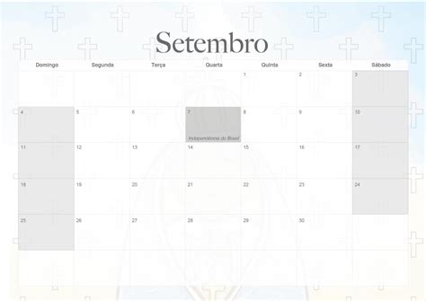 Calendario Mensal 2022 Nossa Senhora Setembro Fazendo A Nossa Festa
