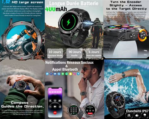 Montre Connectée Homme Militaire 1 52 XtraDiTech Robuste Gros Renfort