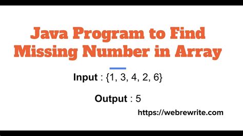 find missing number in array java code youtube