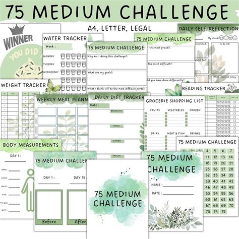 The Medium Challenge Is Shown With Green Watercolors And Text That Says