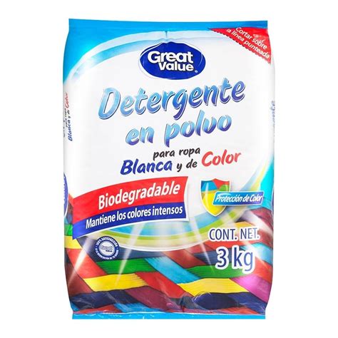 Detergente En Polvo Great Value Para Ropa Blanca Y De Color 3 Kg