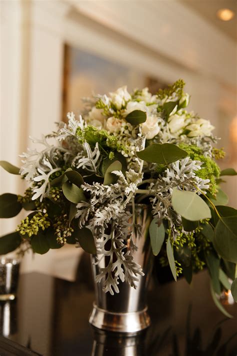 Seeded Eucalyptus And Dusty Miller Centerpieces
