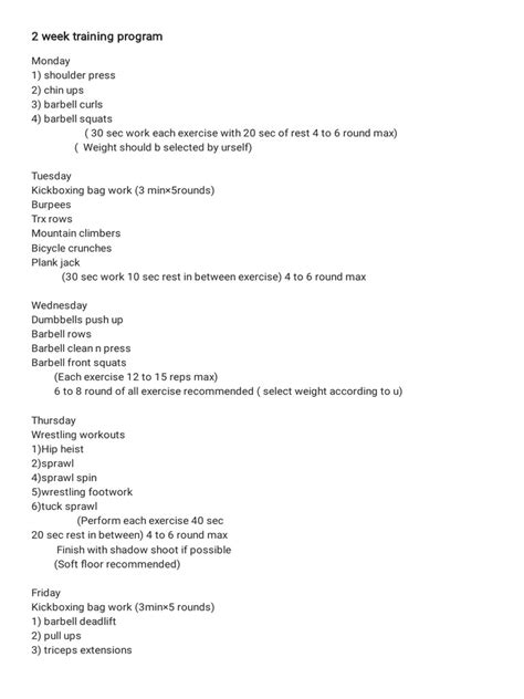 2 week trainingprogram pdf