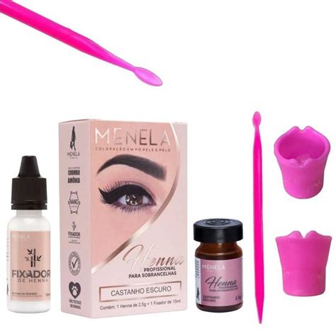Kit Henna Menela Sobrancelha Profissional Palito Dosador Aplicador