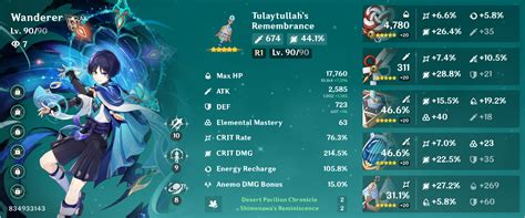 Wanderer Stats Build Genshin Impact HoYoLAB