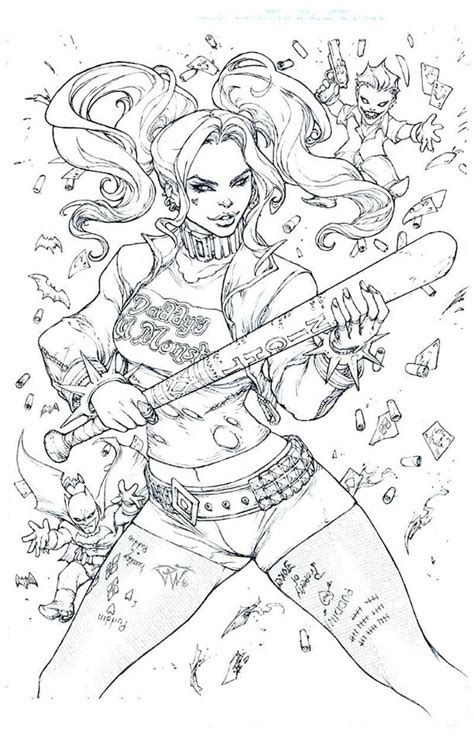 Coloriage Harley Quinn de DC Comics télécharger et imprimer gratuit