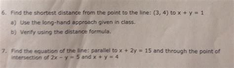 solved find the shortest distance from the point to the
