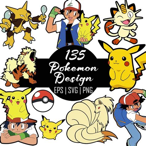 Pokemon SVG Bundle Pokemon Png Pikachu Layered Digital Vector Files