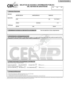 Fillable Online Juchipila Gob Solicitud De Acceso A Informacin Pblica