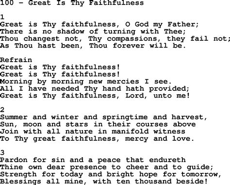 Adventist Hymnal Song 100 Great Is Thy Faithfulness With Lyrics PPT
