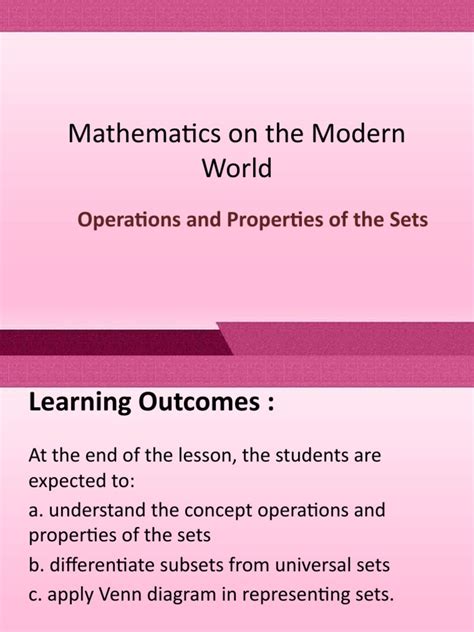 mmw operations on sets pdf set mathematics mathematical concepts
