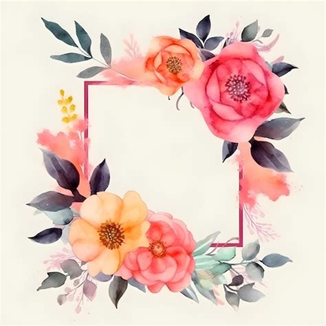 Ilustración de marco floral acuarela Foto Premium