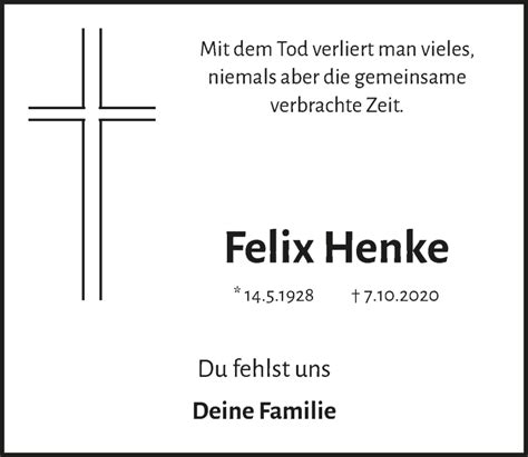 Traueranzeigen Von Felix Henke WirTrauern