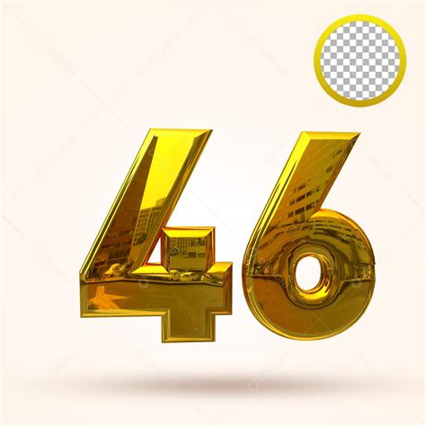 Número 3D 46 Dourado Elemento Para Composição PSD download Designi