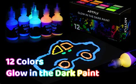 ARTFLY Peinture Fluorescente Kit Acrylique Luisant Dans Le Noir 12