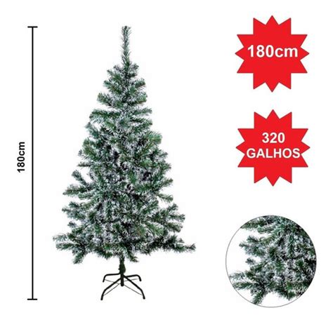 Rvore De Natal Pinheiro Tradicional Nevada Cm Galhos Frete Gr Tis