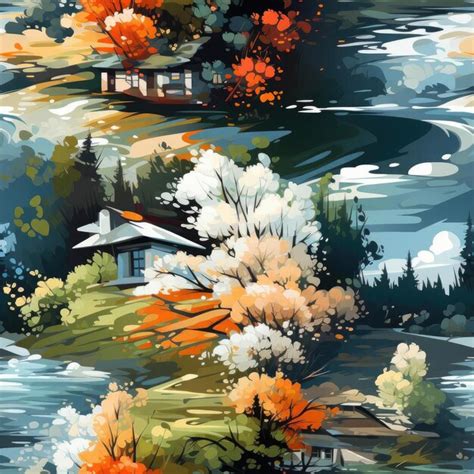 Cuadros abstractos de árboles otoñales y paisajes naturalistas en