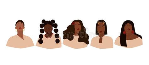 Set Of Portraits Of Faceless Women Collection Of Abstract Black Girls