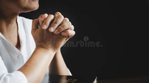 Praying Hands With Faith In Religion And Belief In God Stock Image Image Of Dark Gospel