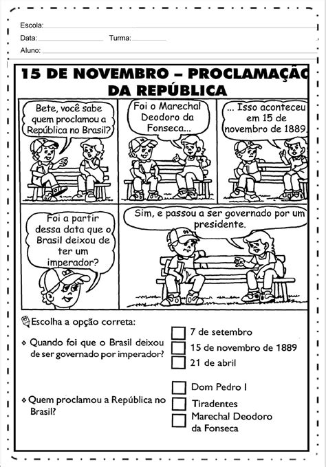 Atividades Proclama O Da Republica Para Imprimir Baixe Em Pdf