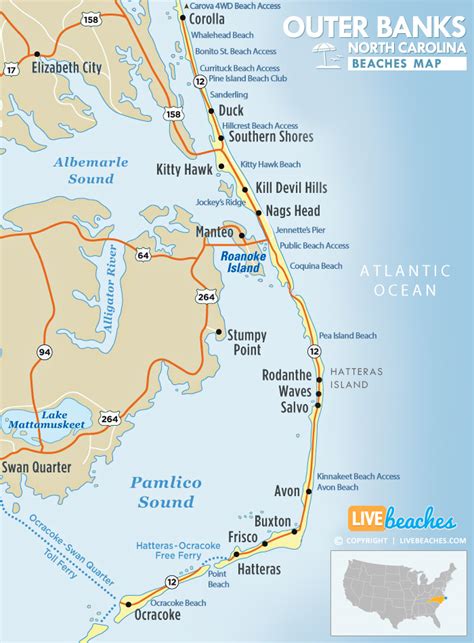 Map Of Hatteras Island North Carolina Live Beaches