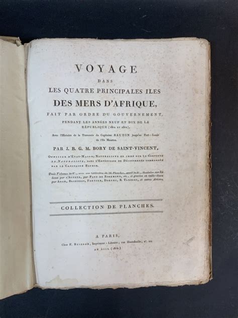 BORY DE SAINT VINCENT J B Voyage Dans Les Quatre Principales Iles Des