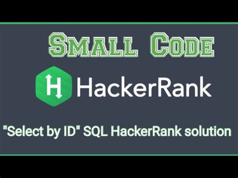 Select By ID SQL HackerRank Solution YouTube