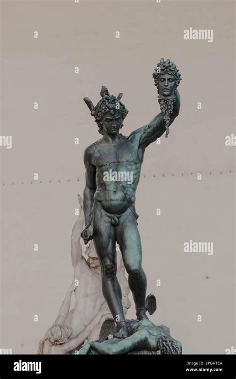 A Vertical Image Of The Greek Mythological Figure Perseus Holding The