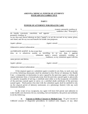 Fillable Online Arizona Medical Power Of Attorney Form Arizona Medical