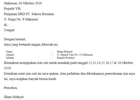 Detail Surat Izin Libur Kerja Koleksi Nomer