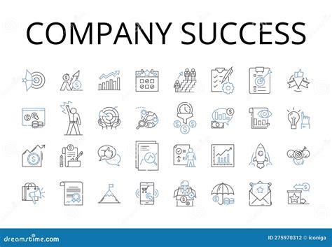 Company Success Line Icons Collection Corporate Achievements Business