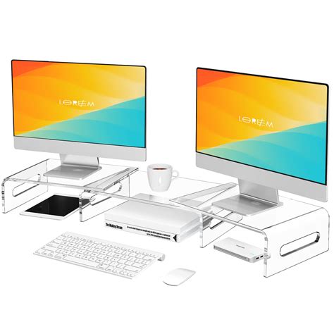 Zimilar Dual Monitor Stand Riser Acrylic Monitor Stand With Adjustable