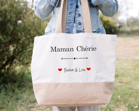 Sac cabas personnalisé Maman Chérie Bouille d amour