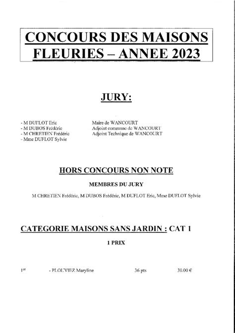 Concours Maisons Fleuries Wancourt Fr