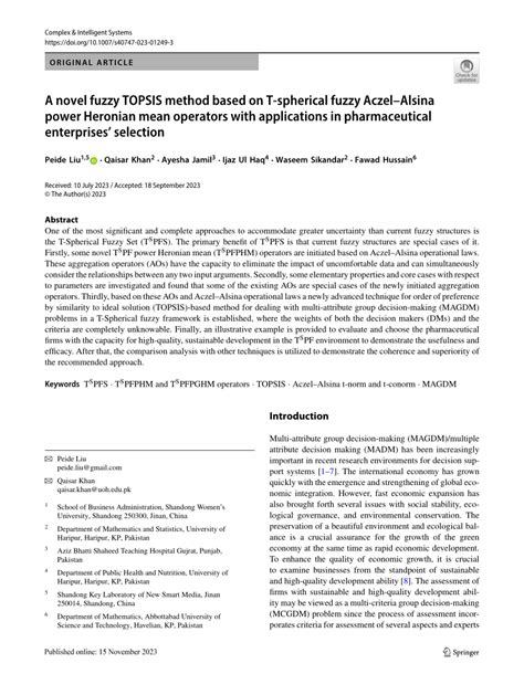 pdf a novel fuzzy topsis method based on t spherical fuzzy aczel alsina power heronian mean