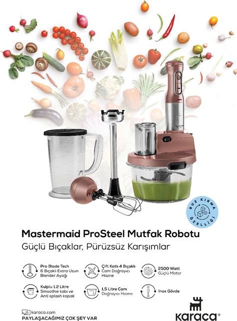 Karaca Mastermaid Prosteel Cam Mutfak Robotu Uzun Blender Fiyat