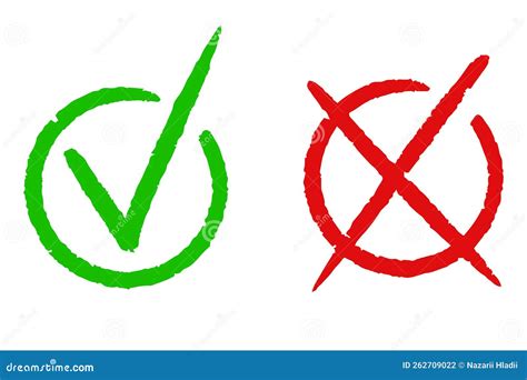 Illustration Of Hand Drawn Check Marks Tick And Cross Stock Vector