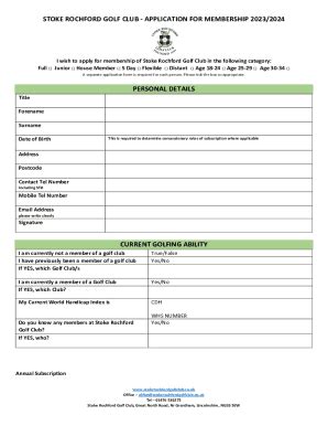 Fillable Online New Member Application Fremont Golf Club Fax Email