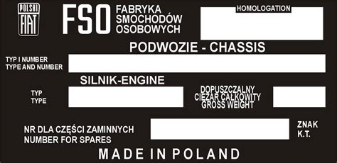 Tabliczka Znamionowa Polski Fiat 125p 1972 1978 Tabliczki