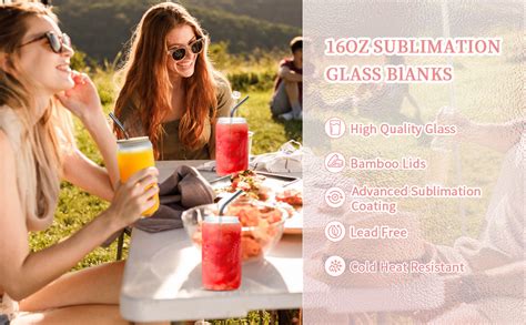 Amazon Joytra Sublimation Glass Blanks With Bamboo Lid And Straws