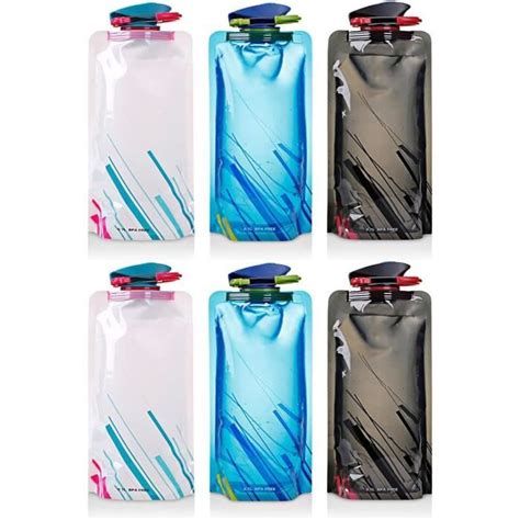 6 pièces 700ML Bouteilles d eau pliable Bouteille d eau réutilisable
