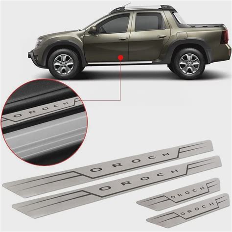 Soleira de Aço Inox Escovado Reta Renault Oroch 2015 16 17 18 no Shoptime
