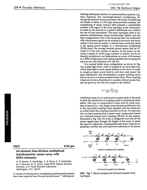 pdf 64 element time division multiplexed interferometric sensor array with edfa telemetry