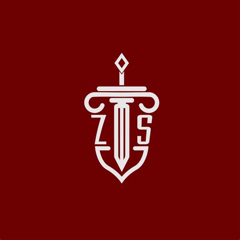 ZS Initial Logo Monogram Design For Legal Lawyer Vector Image With