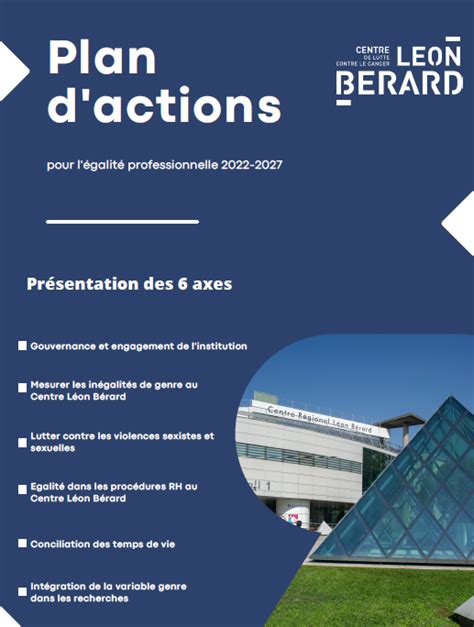 Plan d actions pour l égalité professionnelle Centre Léon Bérard