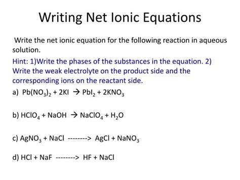 PPT Writing Net Ionic Equations PowerPoint Presentation Free