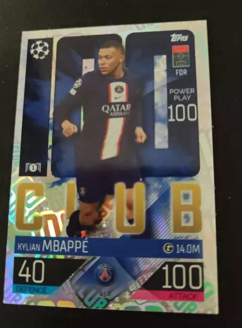TOPPS MATCH ATTAX UCC 22 23 Kylian Mbappé Club 100 Paris Saint
